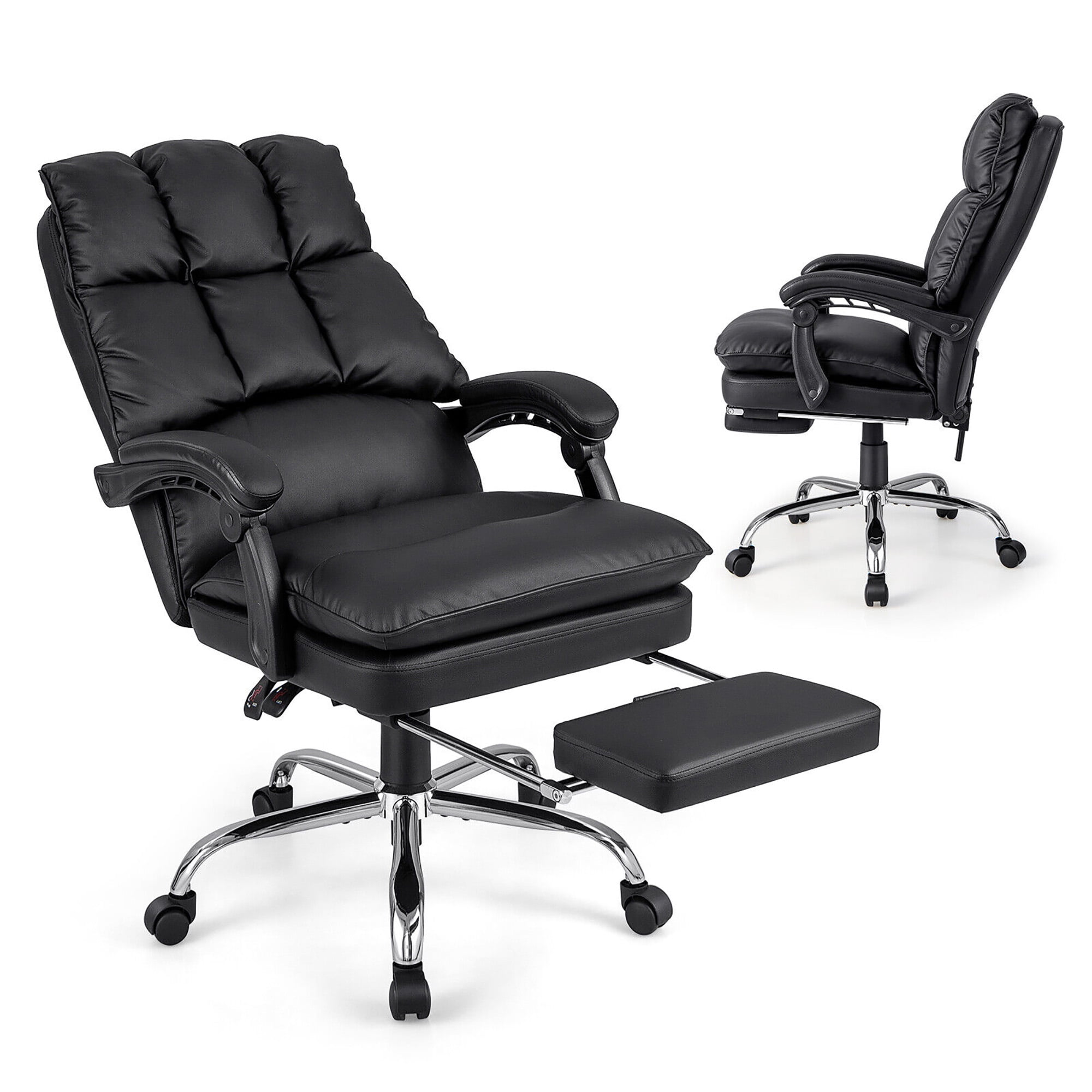 Gymax Ergonomic High Back Reclining Office Chair with Footrest & Pad ...