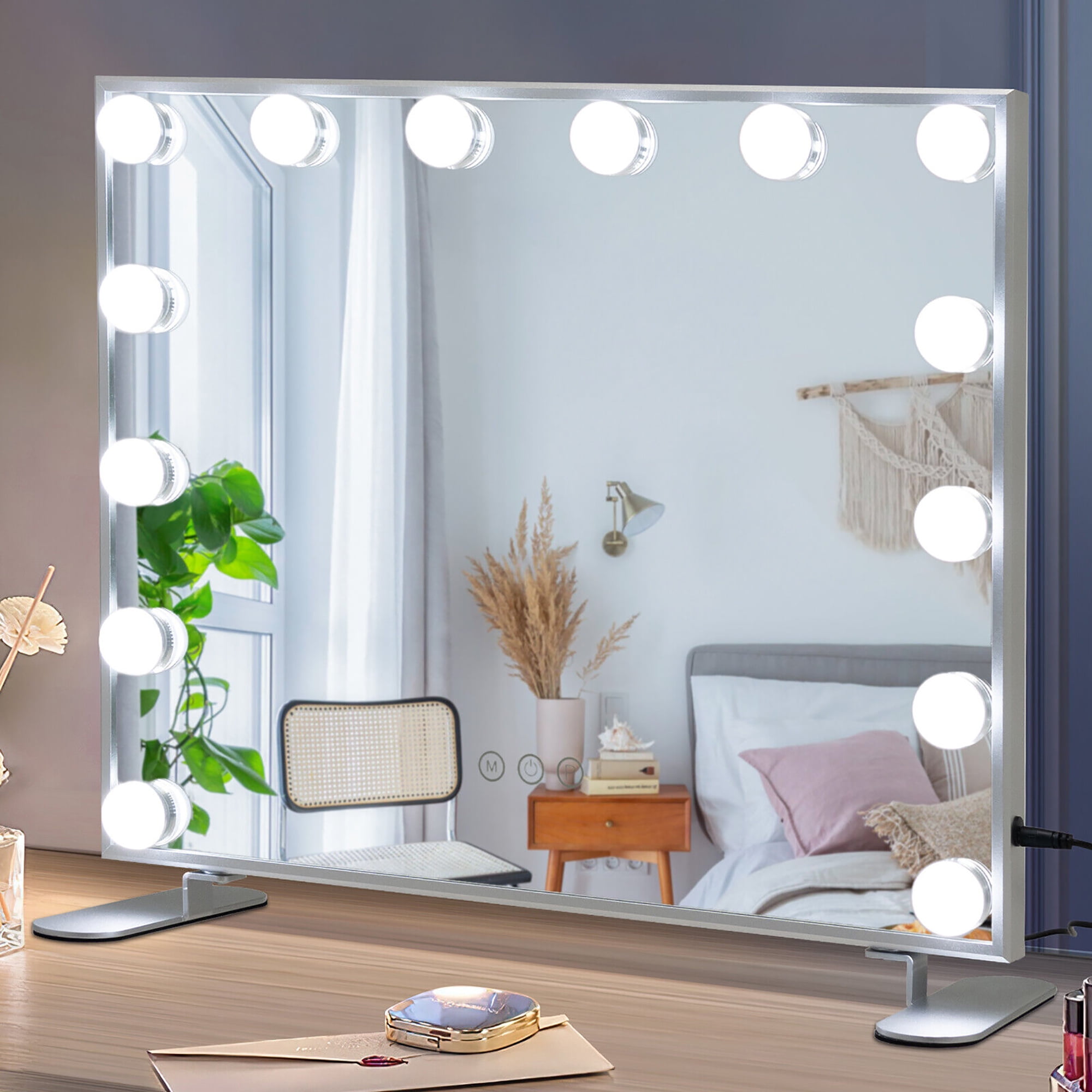 Gymax Hollywood LED Vanity Mirror, 2 in 1 Tabletop & Wall Mounted for ...