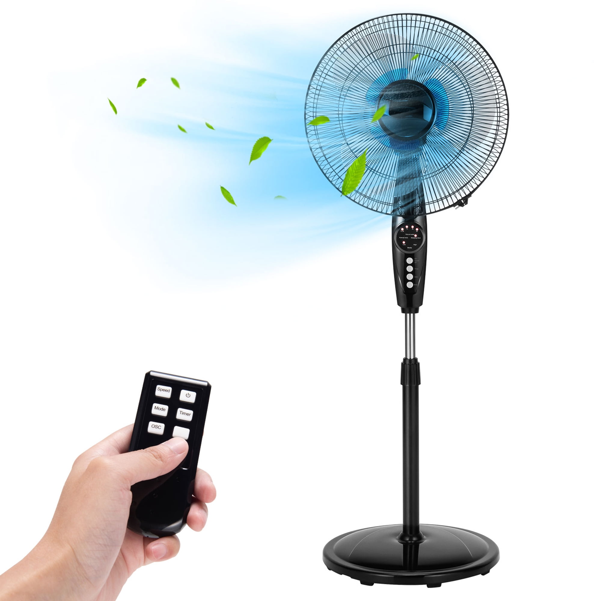 Gymax Home Office 18'' Dual Blade Pedestal Fan Adjustable Oscillating ...