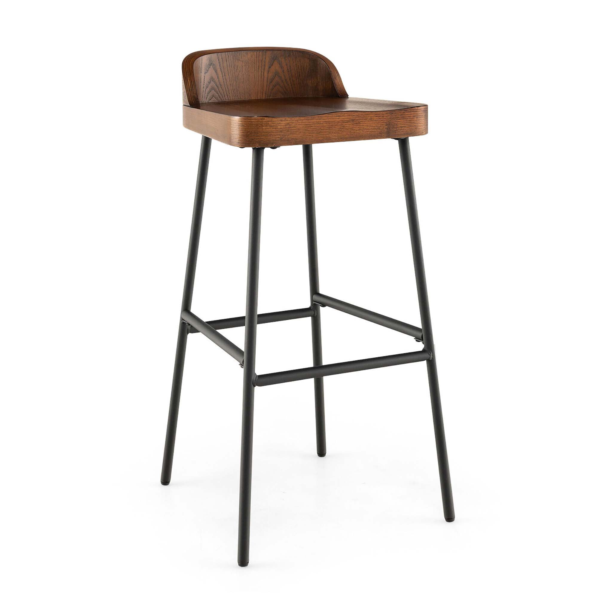 Gymax Industrial 29'' Bar Stool Bar Height Saddle Seat Kitchen Stool w ...