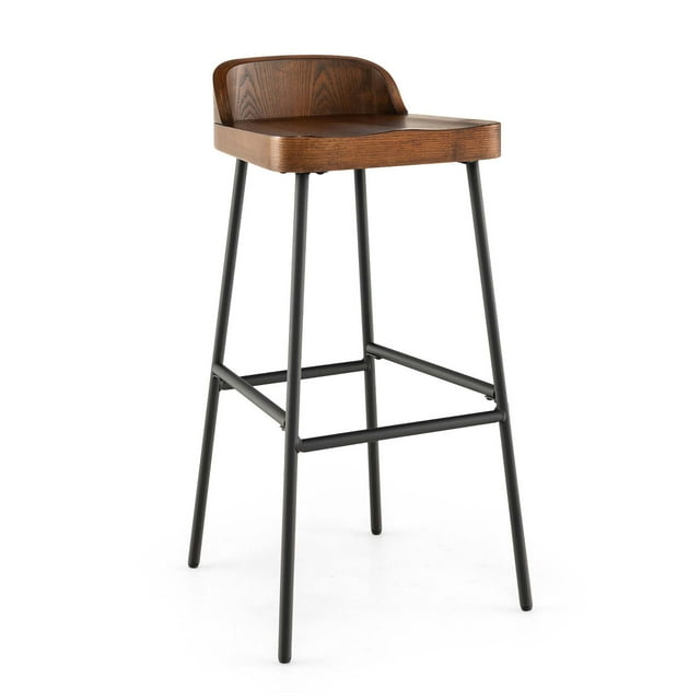 Gymax Industrial 29'' Bar Stool Bar Height Saddle Seat Kitchen Stool w ...