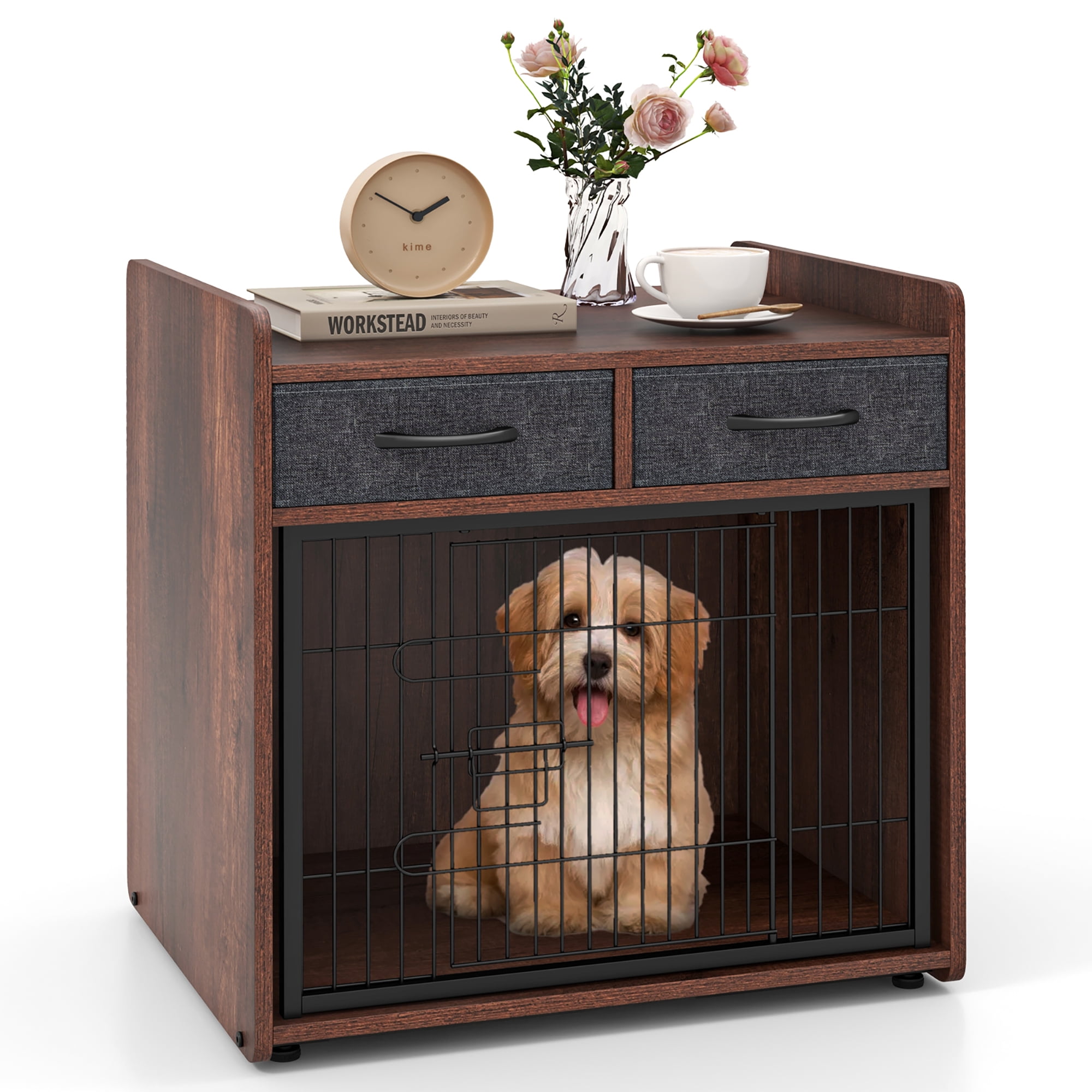 Gymax Industrial Dog Crate Indoor Doge Kennel w/Wide Countertop 2 ...