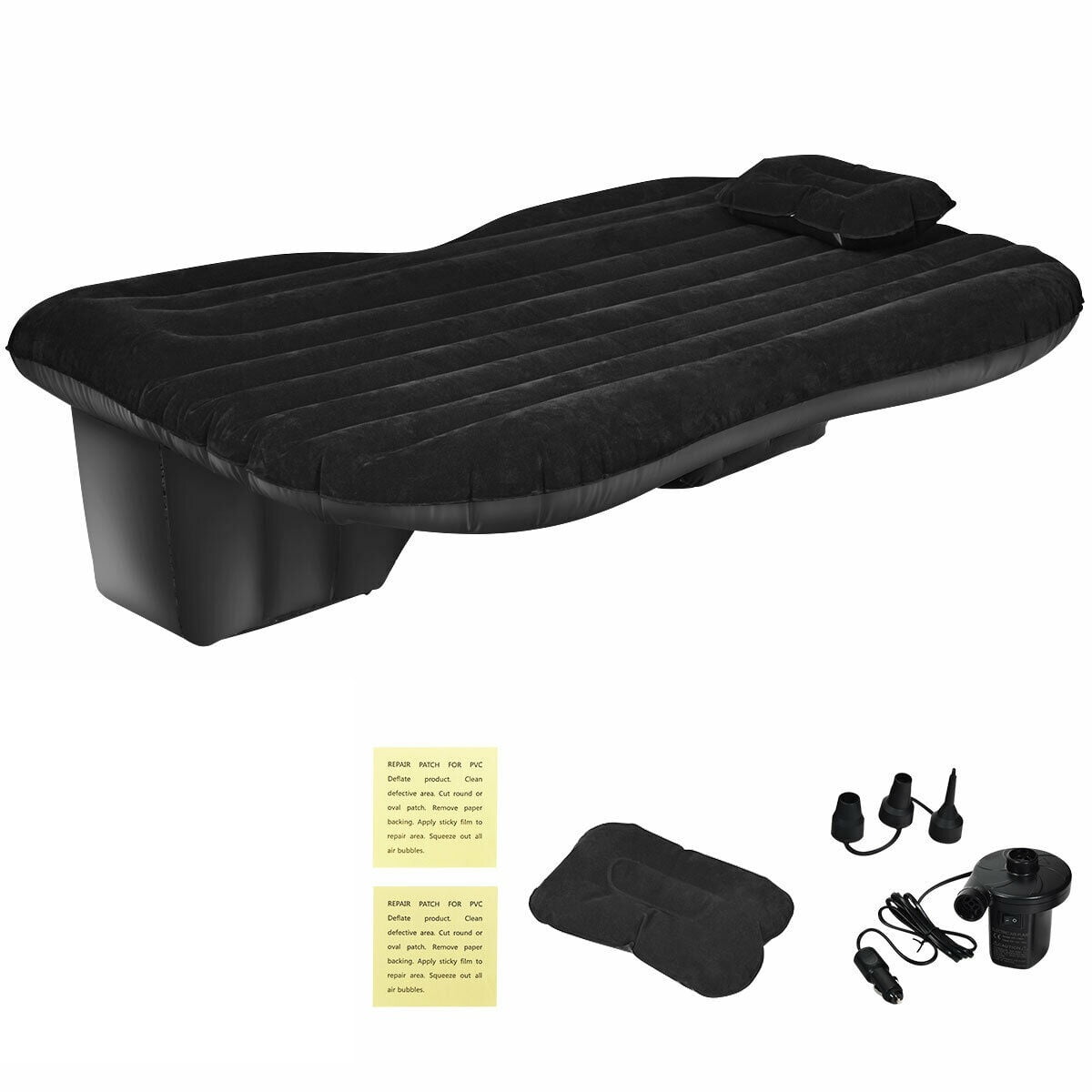 Gymax Inflatable Car Air Backseat Mattress Flocking Travel SUV Camping ...