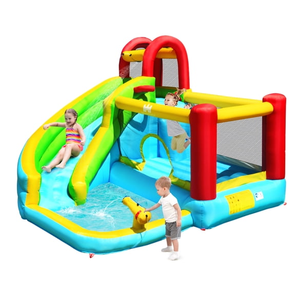 Gymax Inflatable Kids Water Slide Bounce House with Pool & Basketball ...