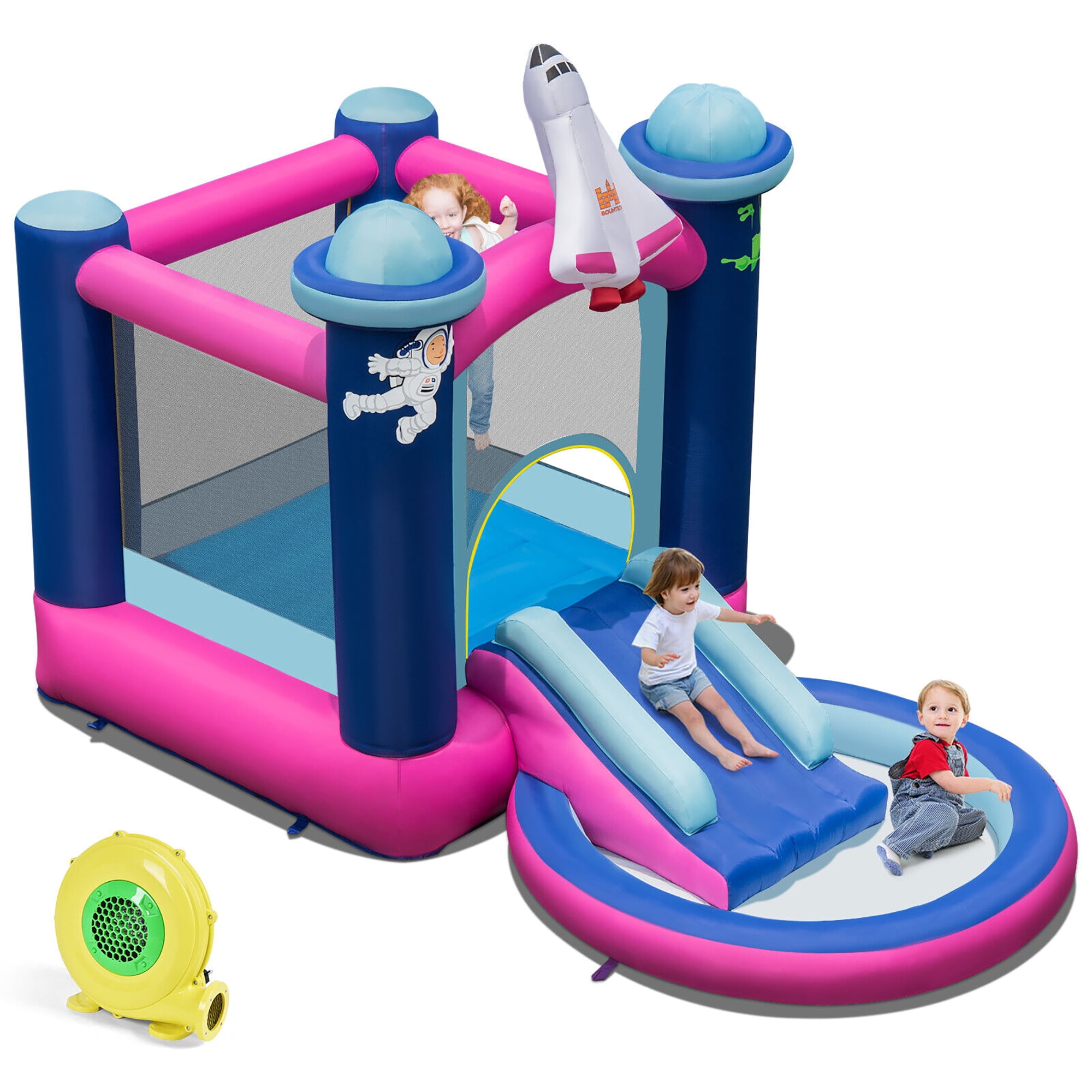 Gymax 3-in-1 Space-themed Inflatable Bouncy Jumping Castle for Kids w ...