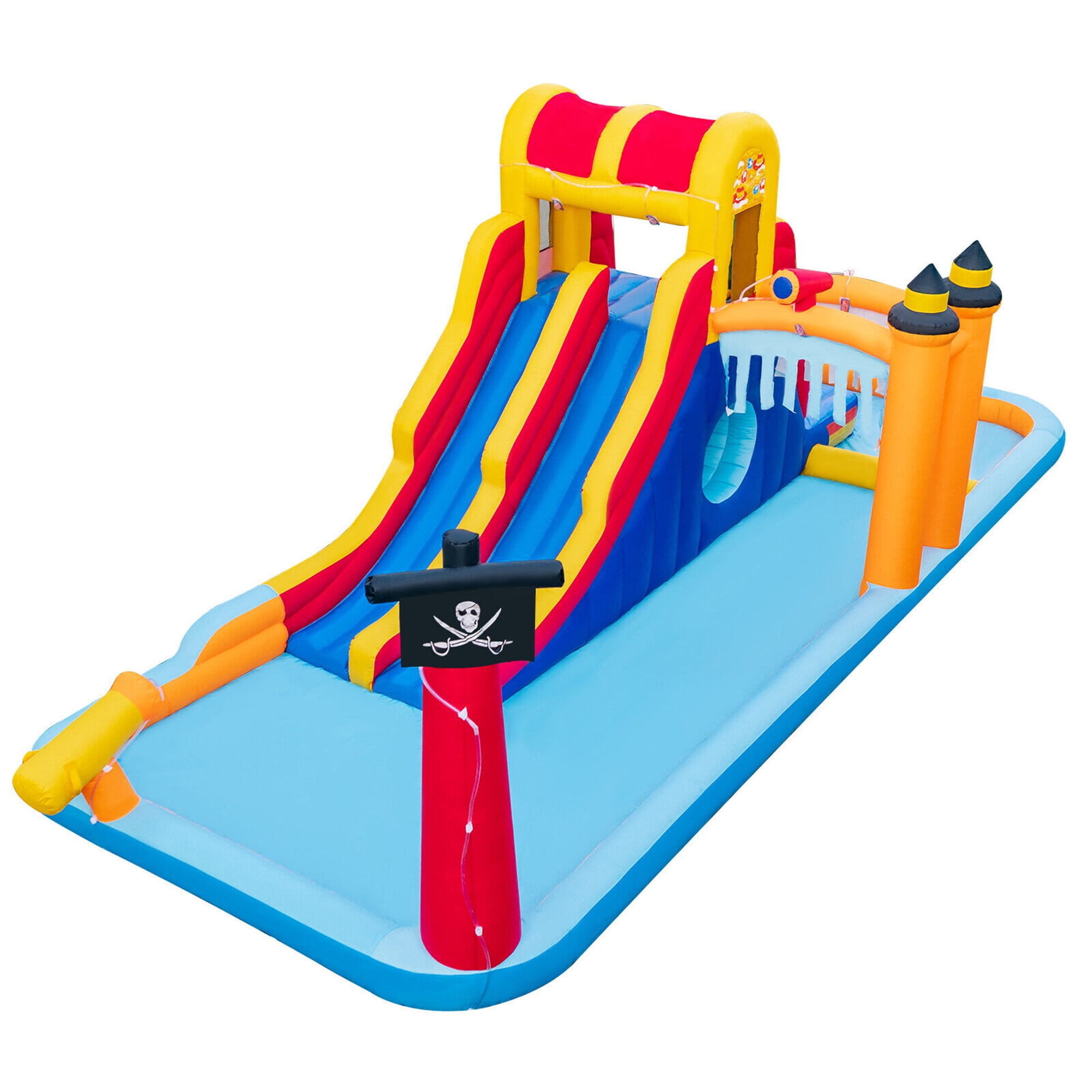 Gymax 6-In-1 Inflatable Kids Water Park, Double Backyard Combo with ...