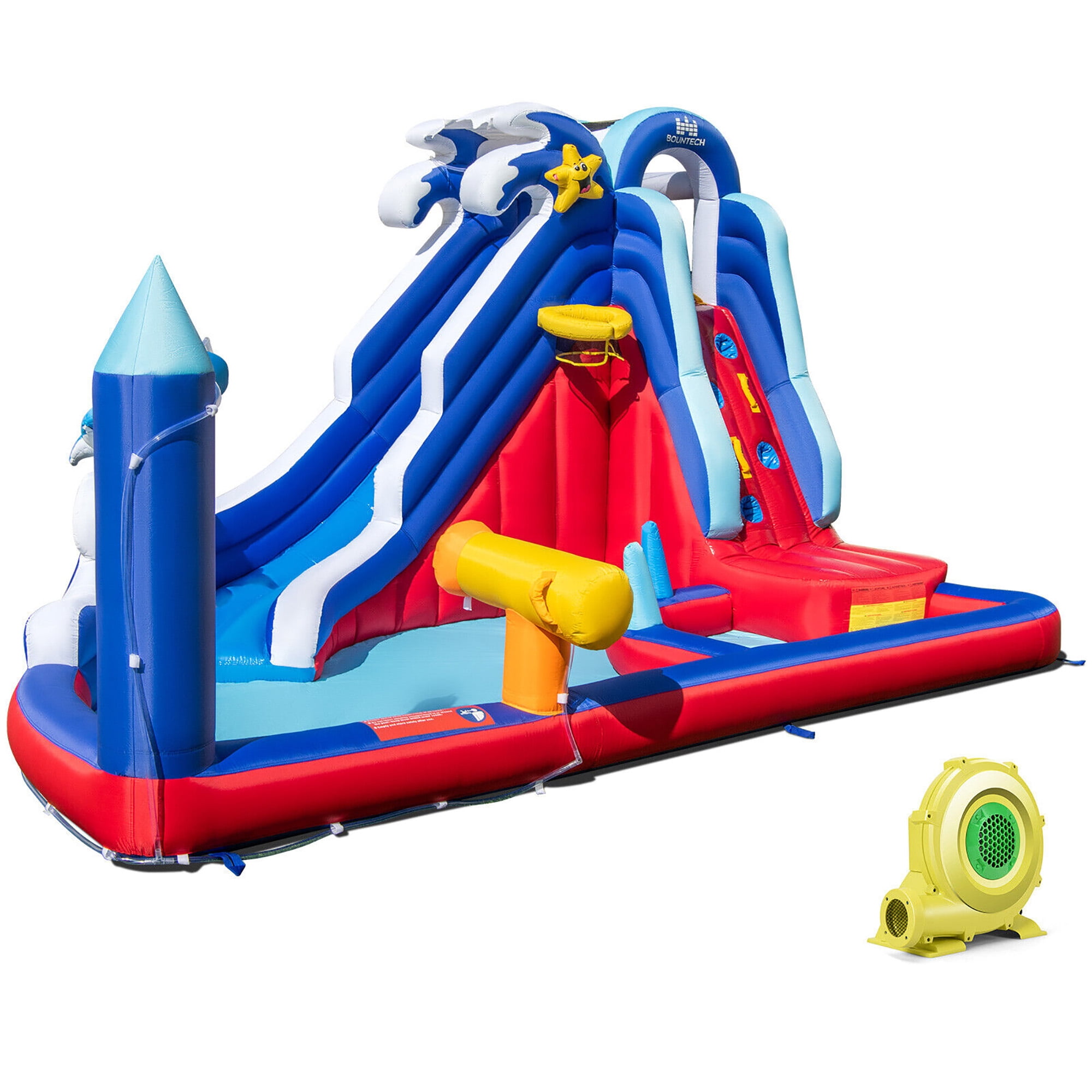 Gymax Inflatable Large Water Slide Park, Continuous Air Flow, 735W ...