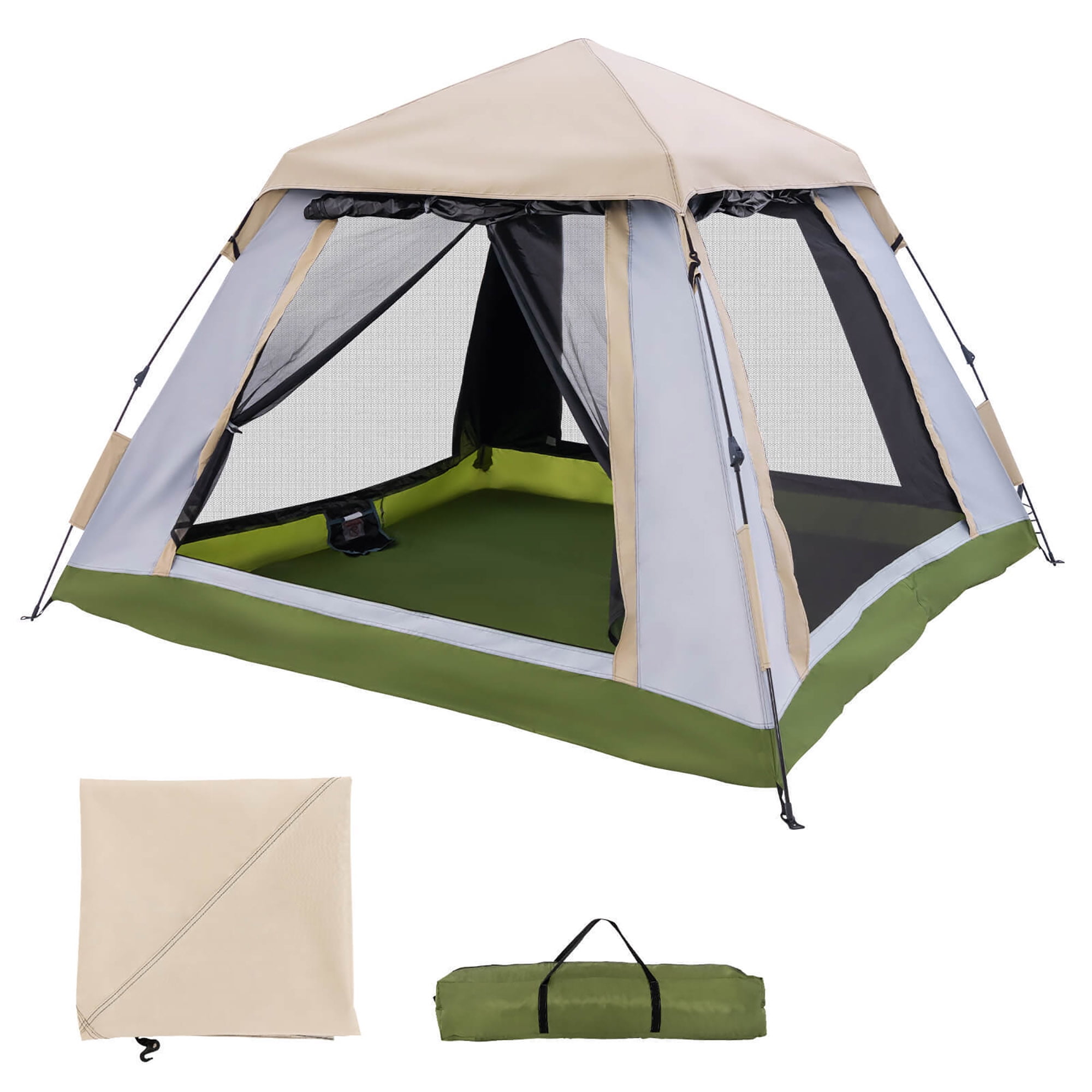 Gymax Waterproof Automatic Pop-up Tent for 2-4 Persons with Removable Rainfly & Carrying Bag ...