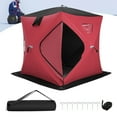 Gymax Insulated Pop-up Ice Fishing Tent Portable 2 Person Ice Shanty w ...