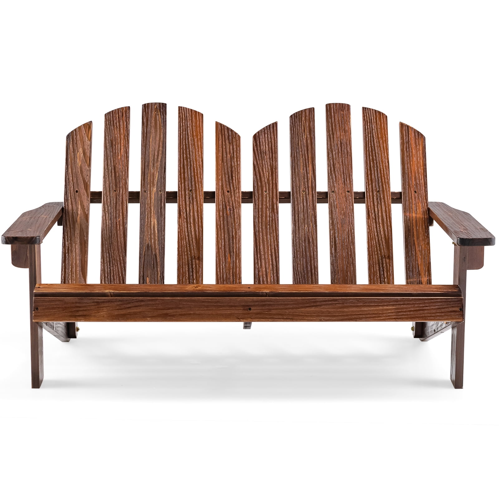 Gymax Kid Adirondack Chair Solid Wood Loveseat Backrest Arm Rest for 2 ...