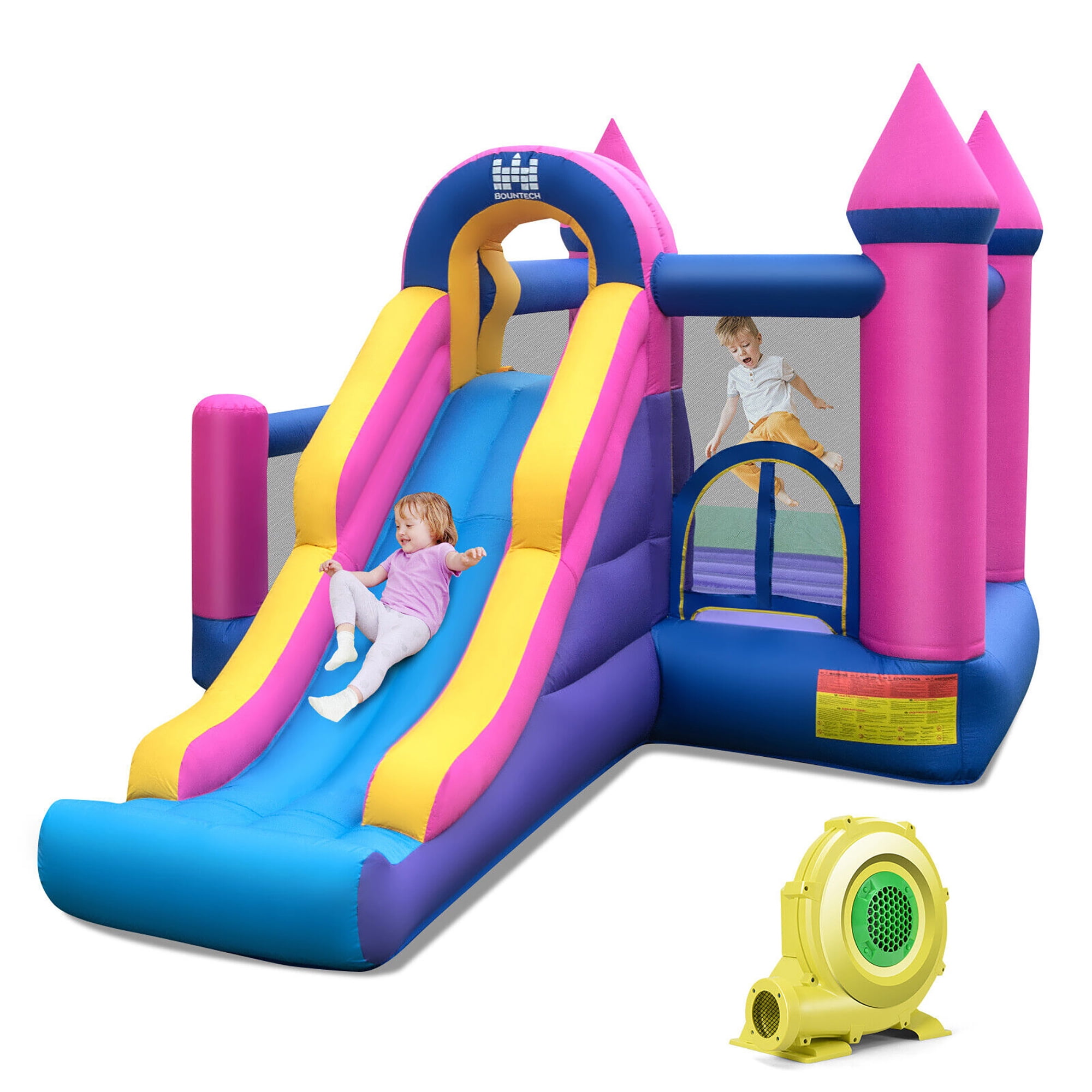 Gymax Kids Inflatable Bounce Castle 7-in-1 Jumping House w/ Long Slide ...
