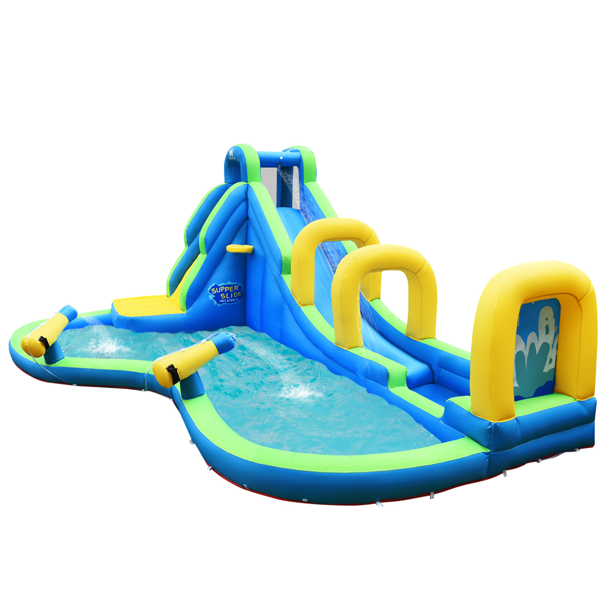 Gymax Inflatable Mighty Water Slide Park Bounce Splash Pool Without ...