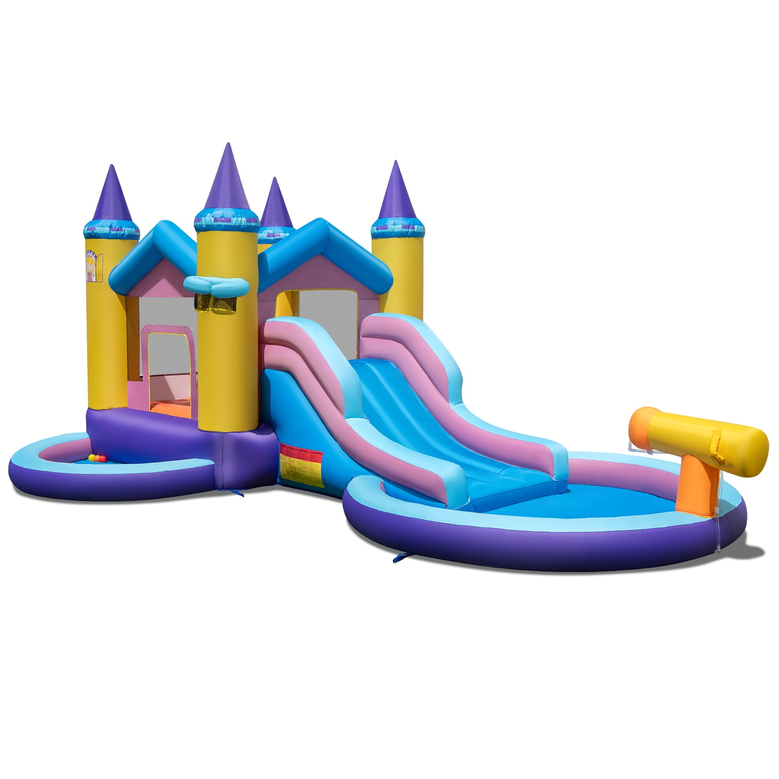 Gymax Kids Inflatable Water Slide w/ Slide Splash Pool Water Cannon ...
