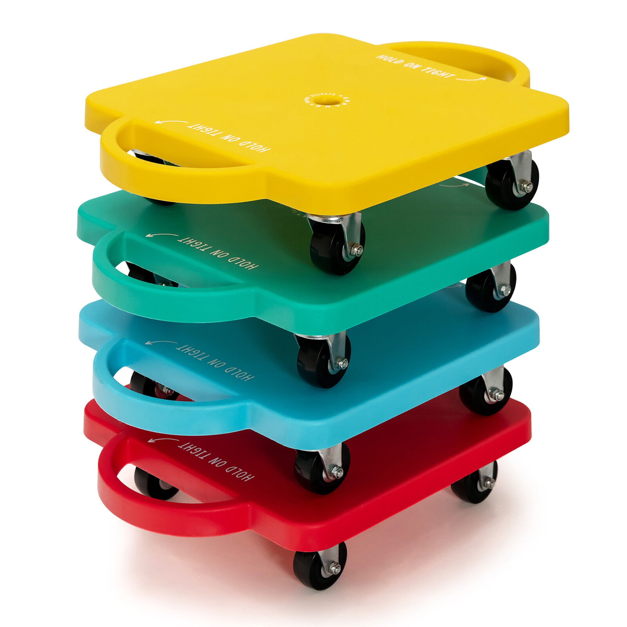 Indoor Ride: Gymax Kids Sitting Scooter Floor Scoot Board with 4-Pack ...