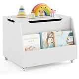 Gymax Large Wooden Kids Toy Box with Bookshelf, Storage Chest Bench ...