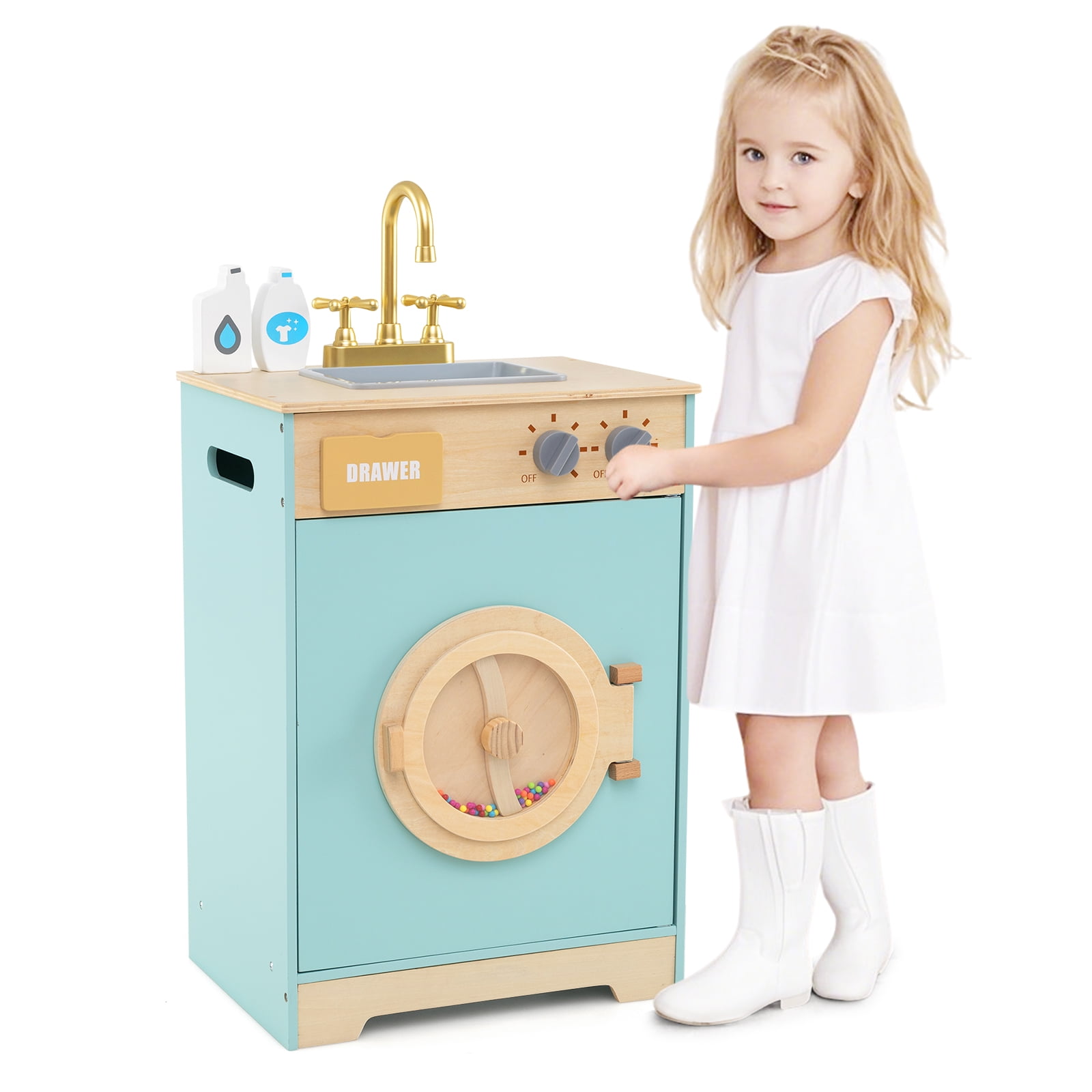 Gymax Kids Washer Playset w/ Laundry Detergent & Hand Sanitizer ...