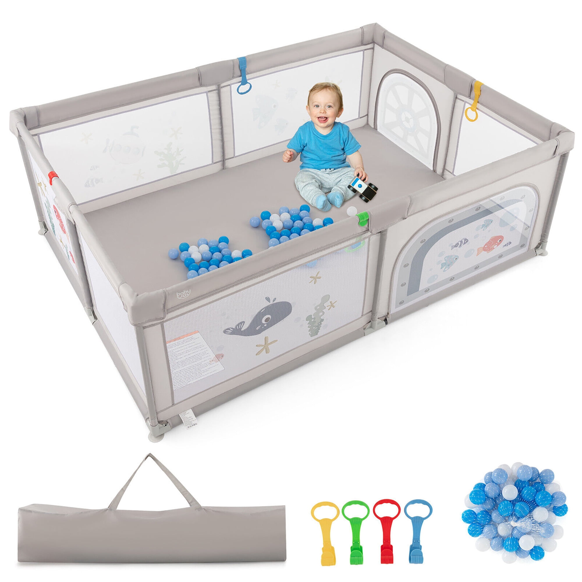 Gymax Large Baby Playpen Kids Play Yard Activity Center 81'' x 57.5 ...