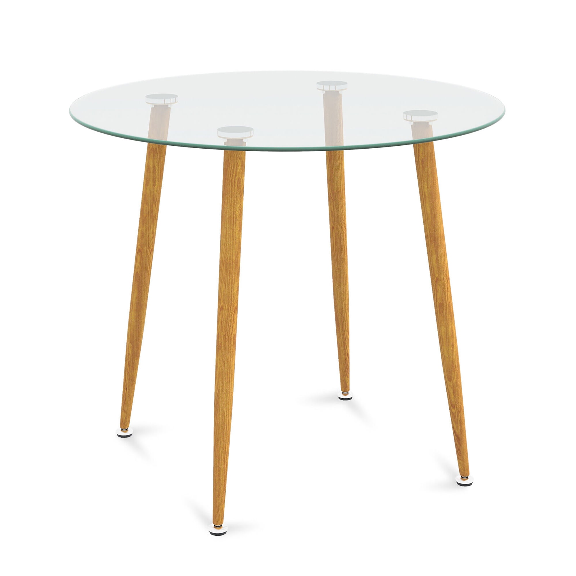 Gymax Modern Round Glass Dining Table with Adjustable Metal Legs for ...
