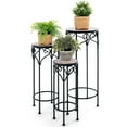 Gymax Large Indoor & Outdoor Metal Plant Stand Set of 3 Mosaic Display ...