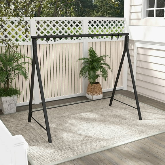 Gymax Metal Porch Swing Stand Heavy Duty Hanging Swing Frame w/ 4 ...