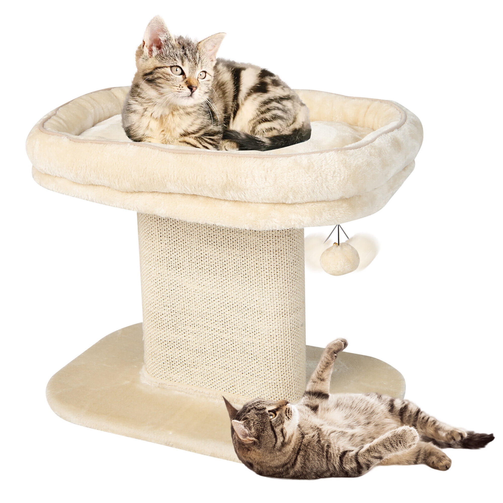 Gymax Modern Cat Tree Tower Cat Activity Tower w/ Large Plush Perch ...