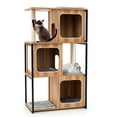 Gymax Modern Cat Tree for Indoor Kittens Cat Tower House w/ Metal Frame ...