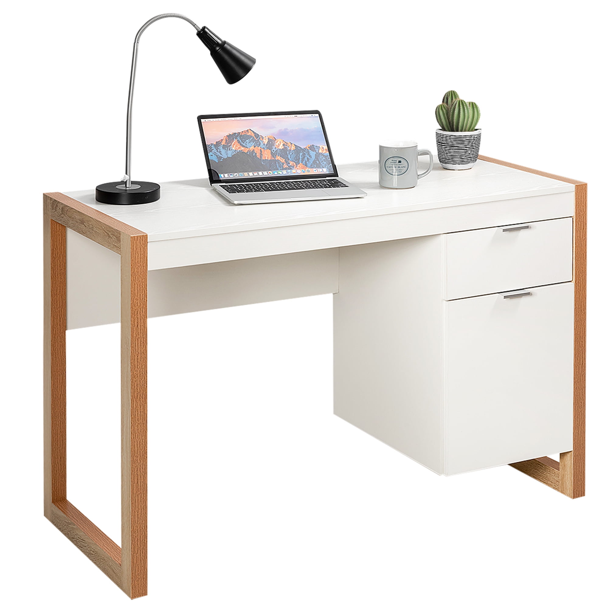 Gymax Modern Computer Desk Workstation Desk Home Office w/ Storage ...