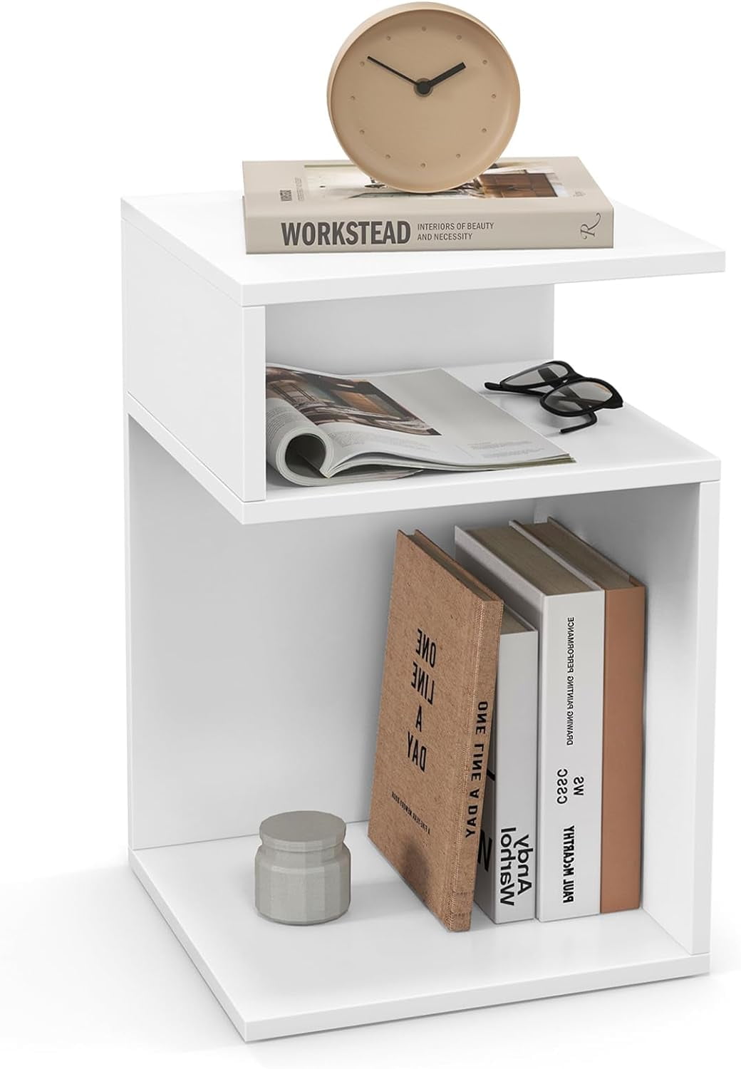 Gymax Modern Designer S-Shaped End Table Side Table for Small Space ...