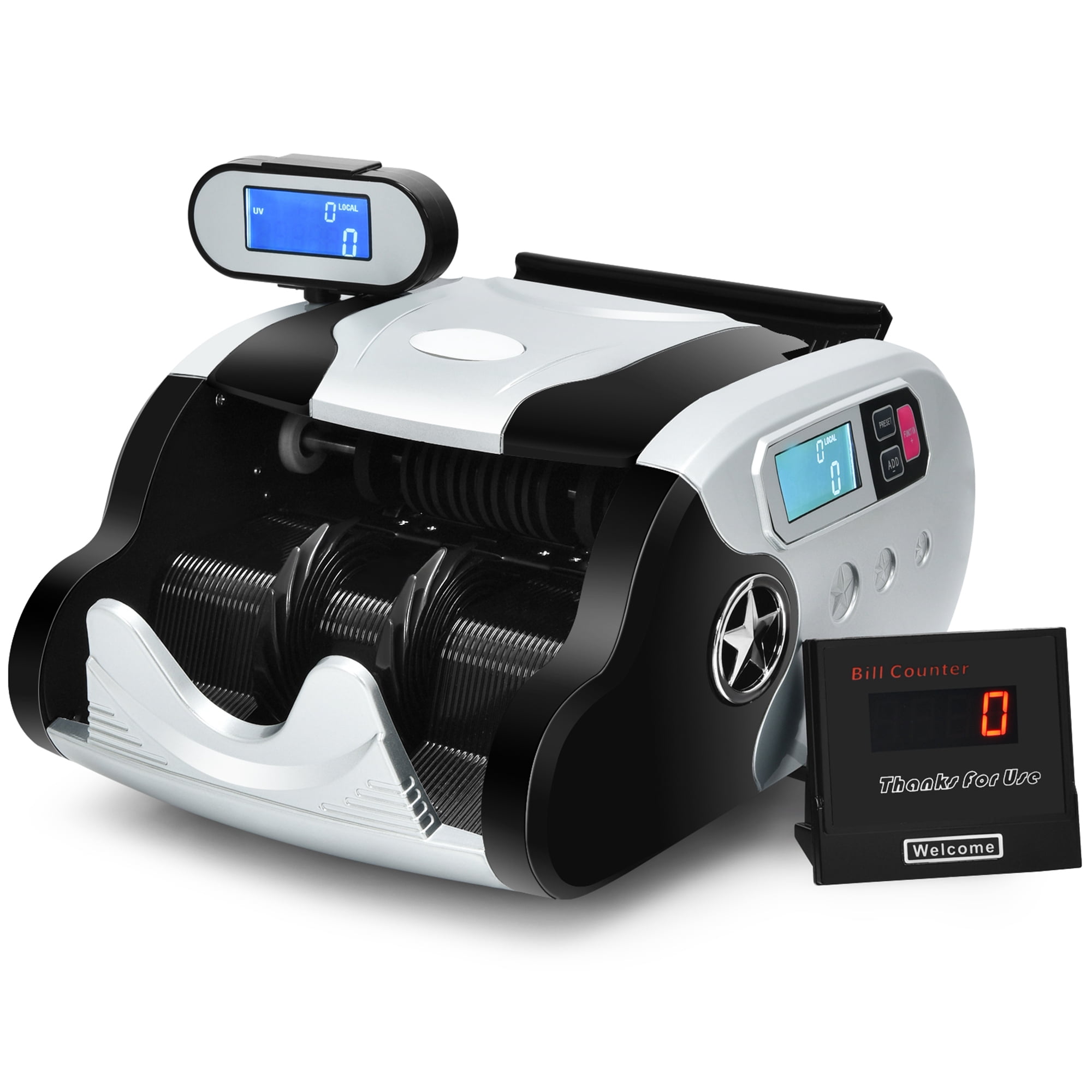 Gymax Money Cash Counter Bill Currency Counting Machine w/ 3 Displays ...