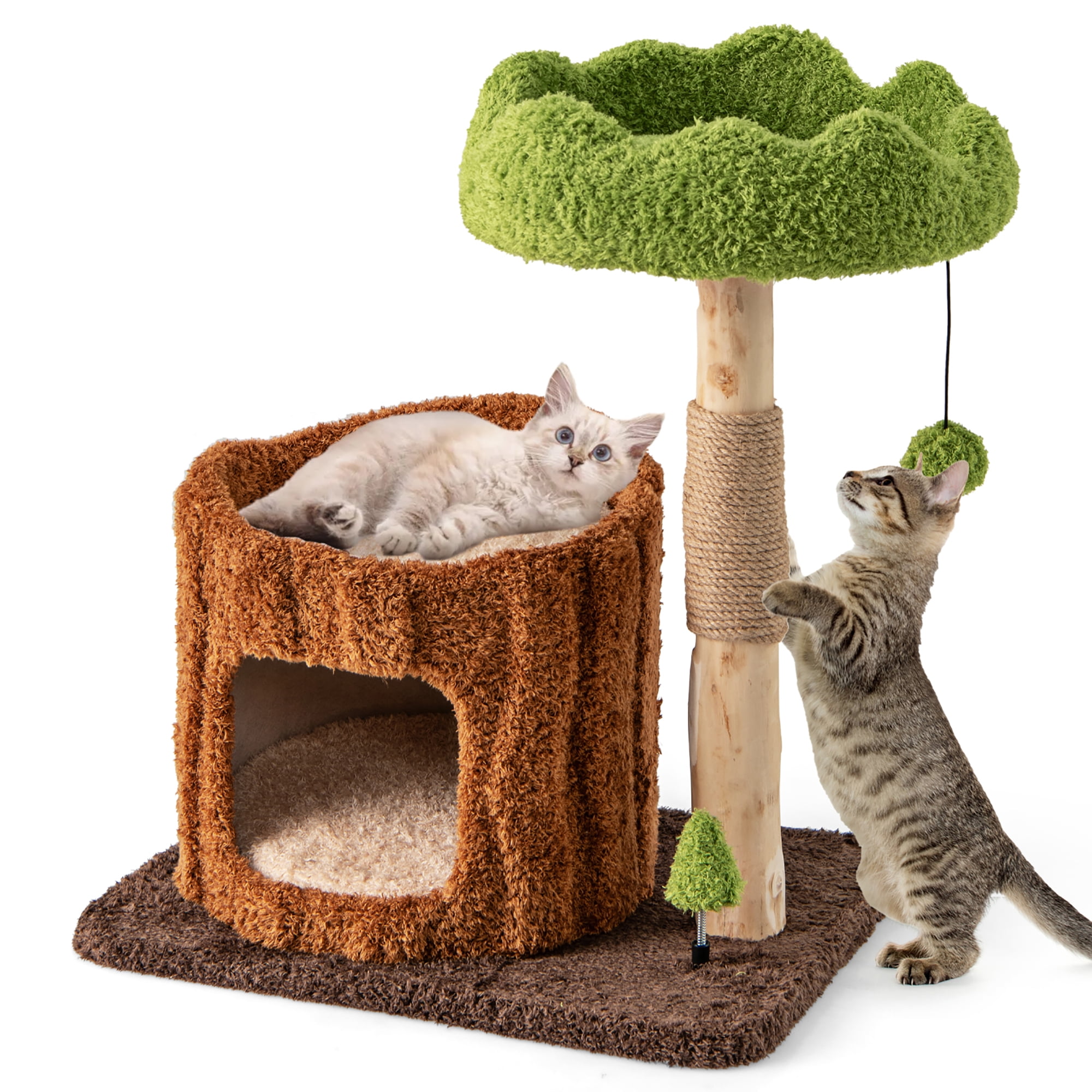 Gymax Multifunctional Cat Tree w/ Sisal Covered Scratching Posts Top ...