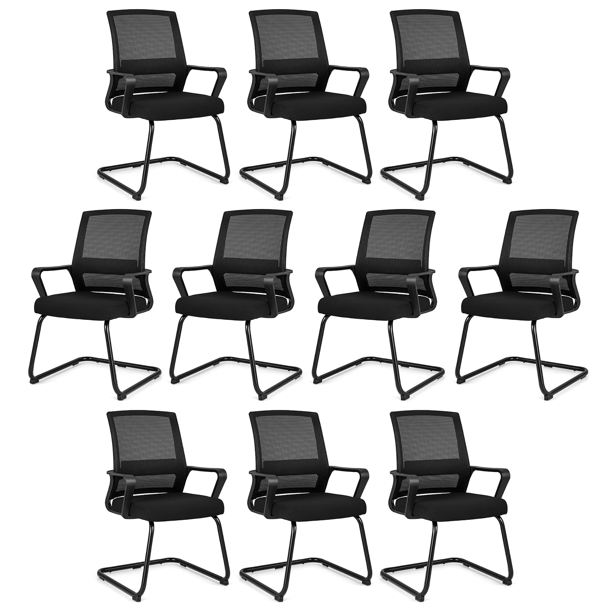Gymax Office Guest Chair Set of 10 Conference Reception Chair w/ Lumbar ...