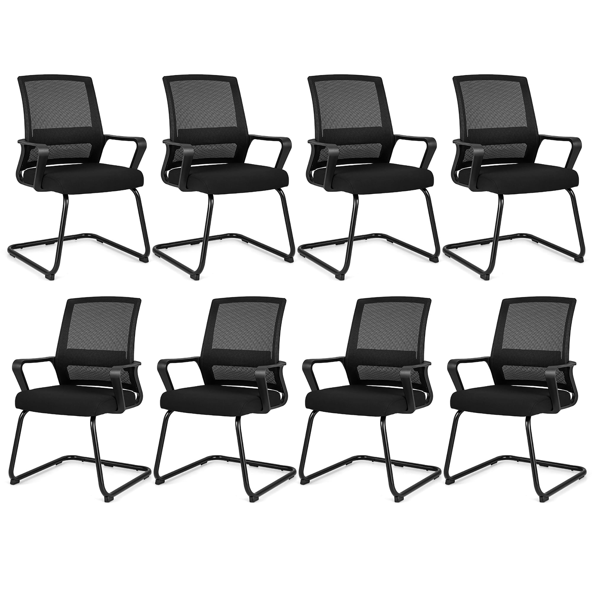 Gymax Office Guest Chair Set of 8 Conference Reception Chair w/ Lumbar ...