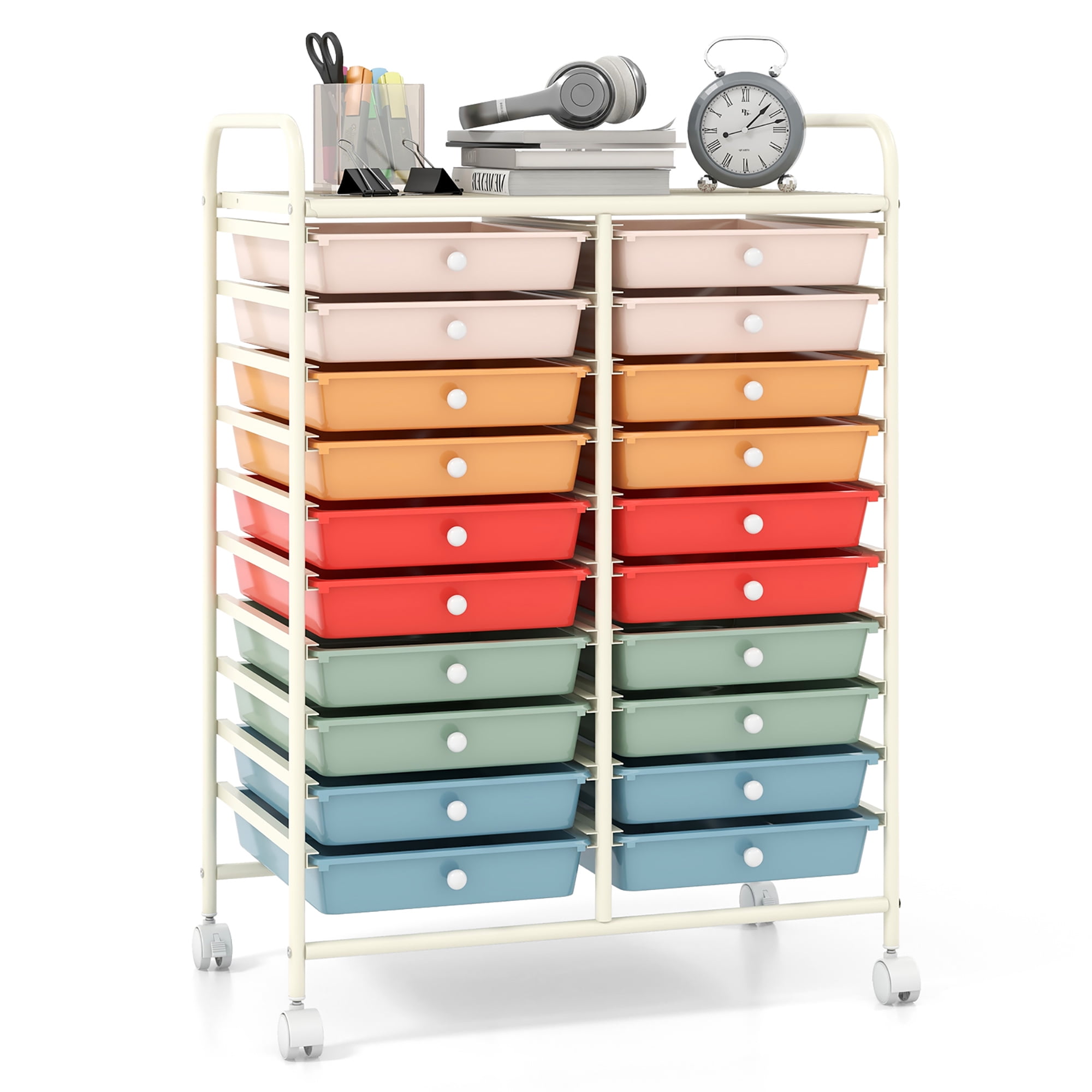 Gymax Office Rolling Cart 20 Storage Drawers Scrapbook Paper Studio ...