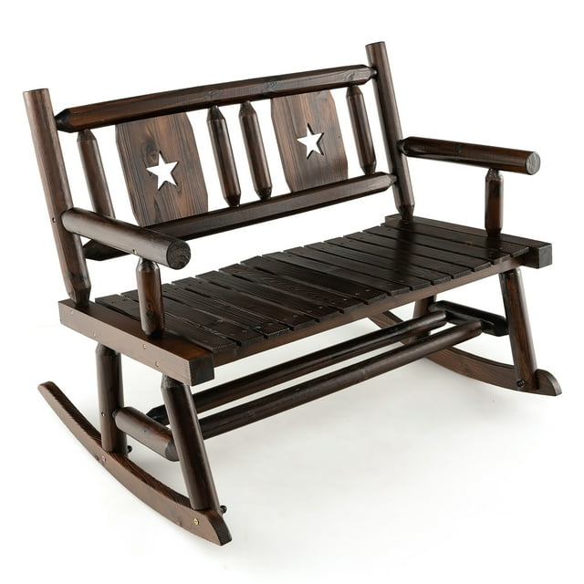 Gymax Patio Furniture Front Porch Gliding Rockers: Outdoor Carbonized ...