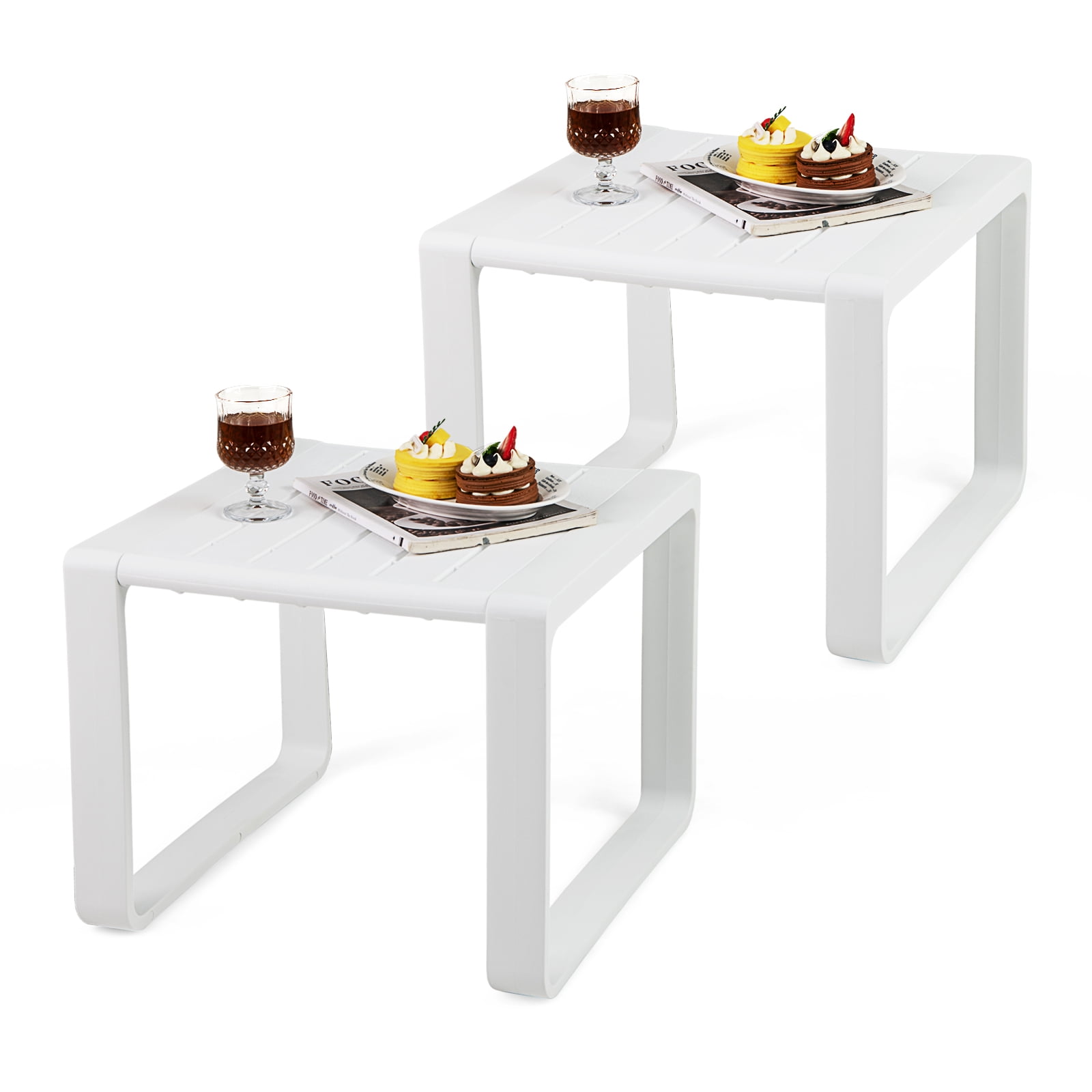 Gymax Outdoor Side Table Set of 2 18'' Weather Resistant Adirondack ...
