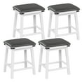 Gymax PU Leather Bar Stools Set of 4 24'' Counter Height Dining Stools ...