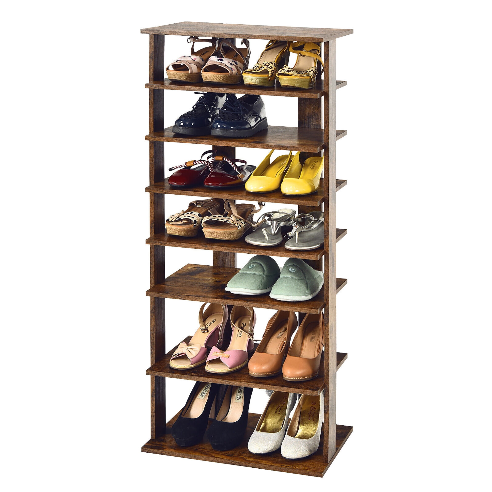 Gymax Patented 7-Tier Double Shoe Rack Free Standing Shelf Storage ...
