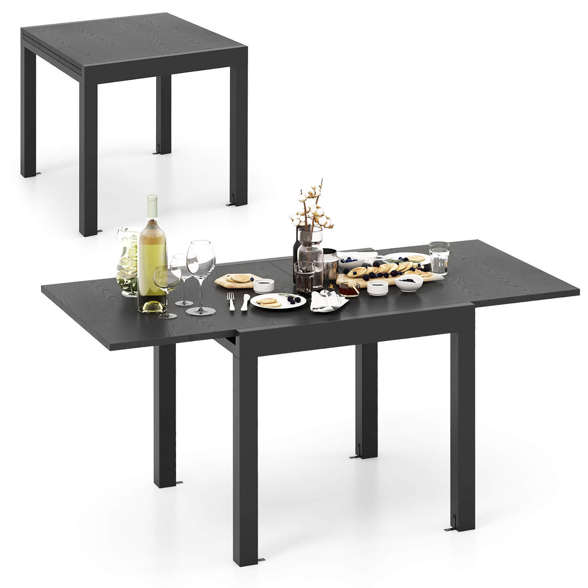 Gymax Patio Expandable Dining Table 31.5''-63'' Adjustable Rectangular ...