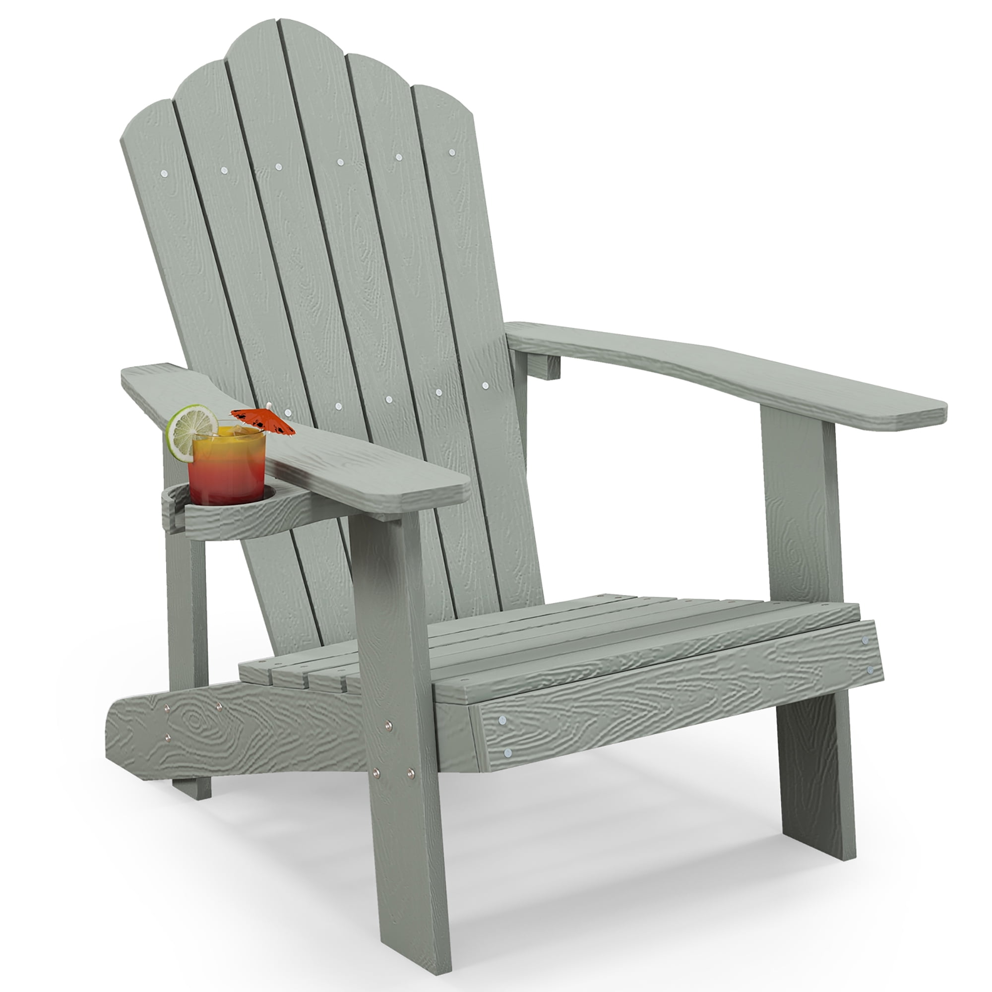 Gymax Patio HIPS Outdoor Weather Resistant Slatted Chair Adirondack ...