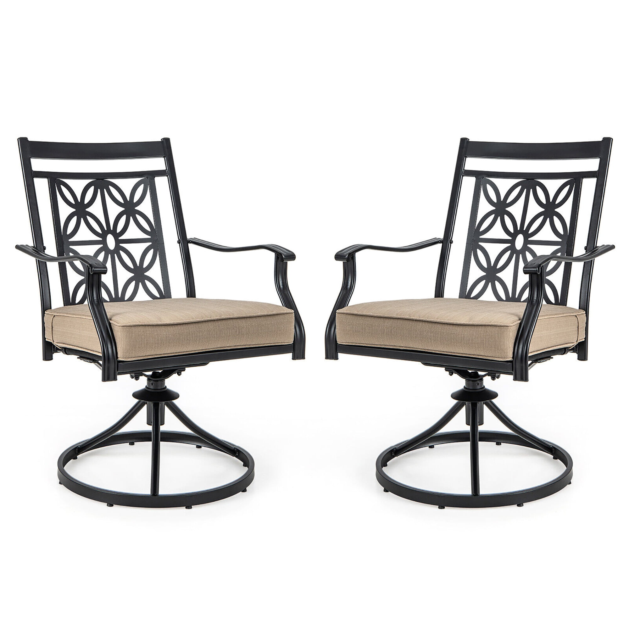 Gymax Outdoor Deck Furniture: Set of 2 Patio Metal Swivel Rocker Chairs ...