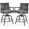 Gymax Patio Swivel Bar Stools Set of 2 Outdoor Counter Height Chairs w ...