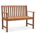 Gymax Patio Wood Bench 2-Seat Outdoor Bench w/ Cozy Armrests & Backrest ...
