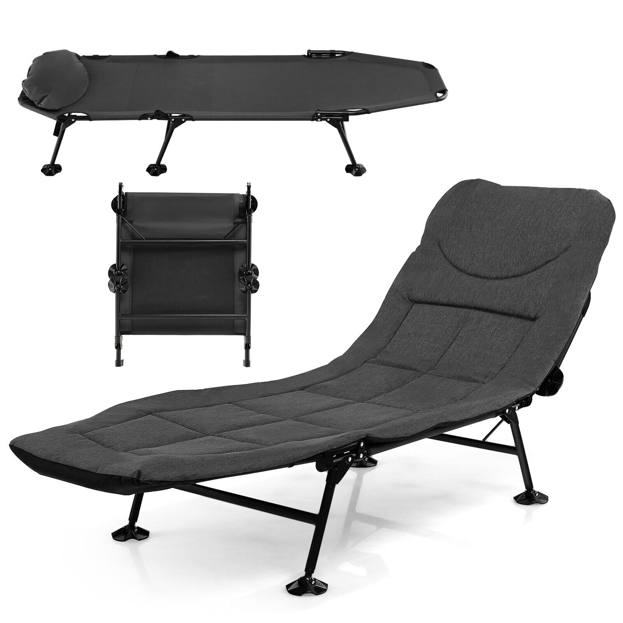 Gymax Portable Folding Camping Cot Bed Adjustable Sleeping Cot w ...