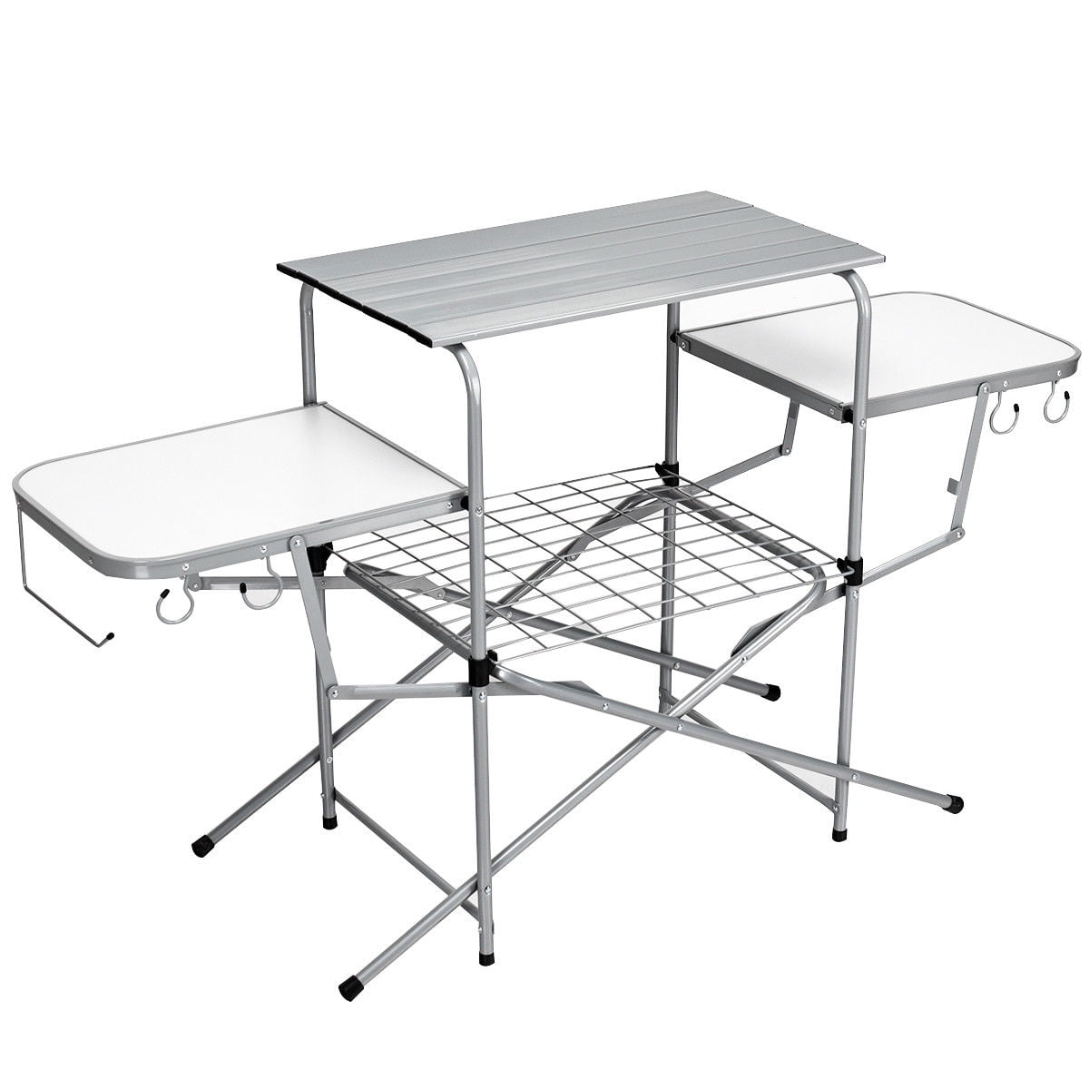 Gymax Portable Grilling Stand Folding BBQ Table Camping Table with ...