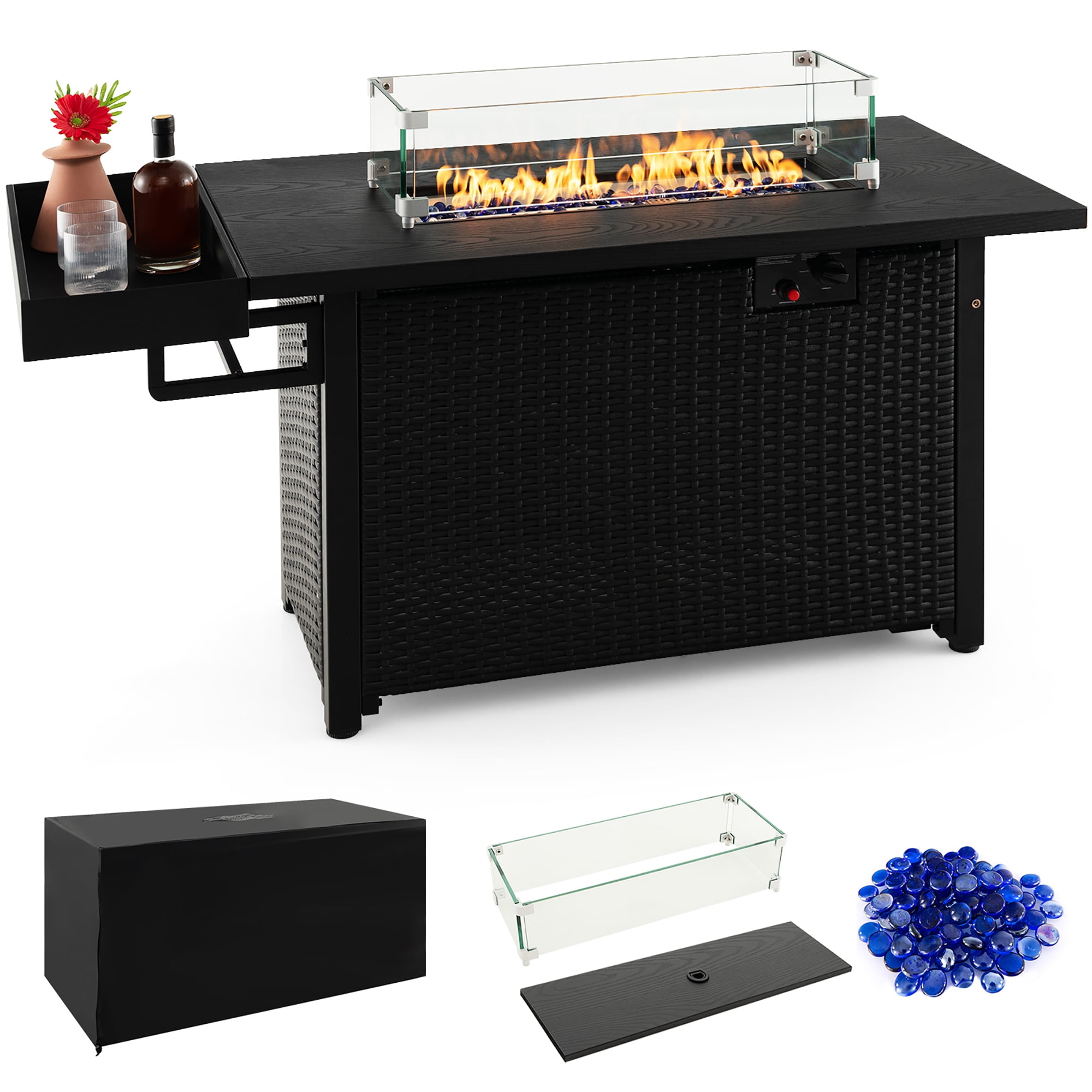 Gymax 52 Black Propane Fire Pit Table, 50,000 BTU for Patios - Walmart ...