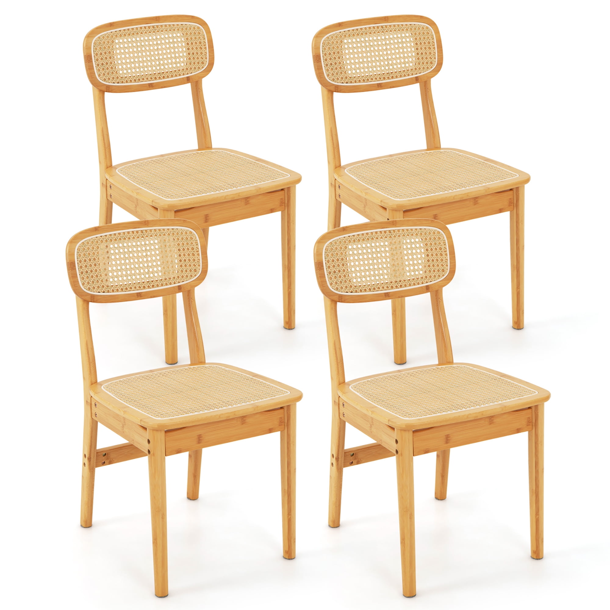 Gymax Rattan Dining Chairs Set of 2 Kitchen Dining Chairs w/ Simulated ...