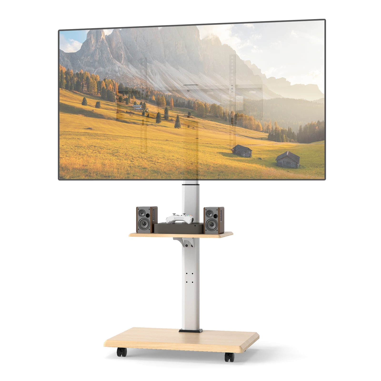 Gymax Rolling TV Stand on Wheels w/30 Degree Tilt Mount Adjustable ...