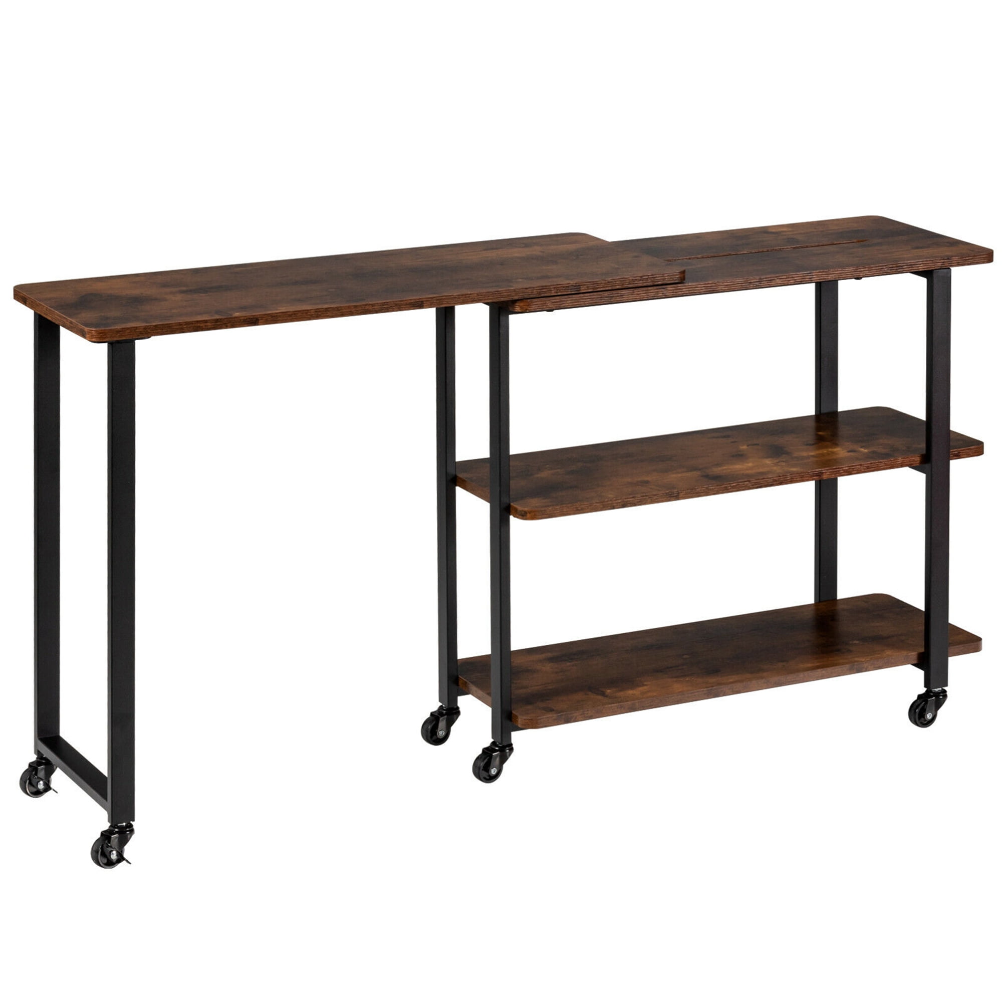 Gymax Rotating Bookcase Sofa Side End Table with Storage Shelves ...