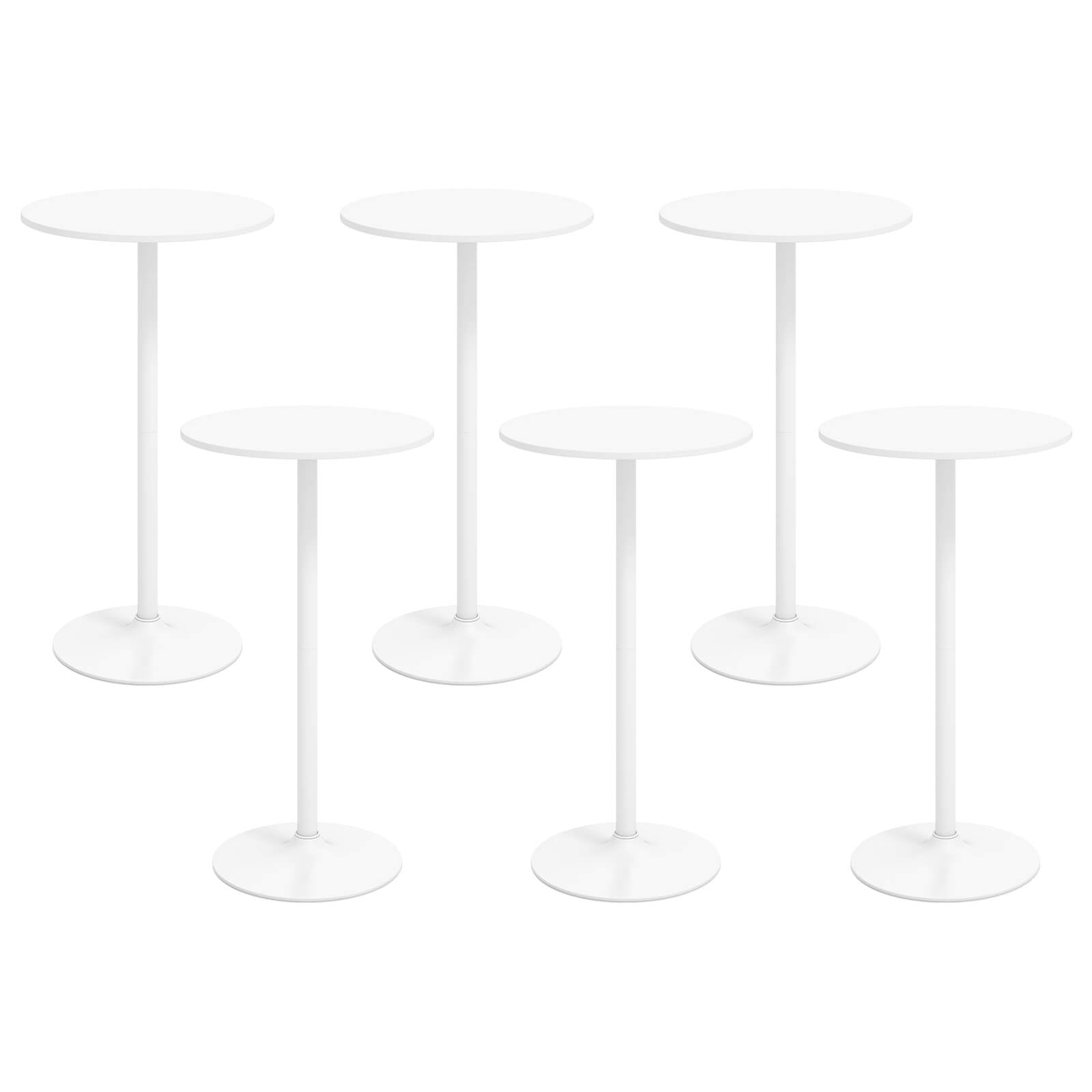 Gymax Round Bar Table Set of 6 w/Adjustable Height & Metal Base Modern ...