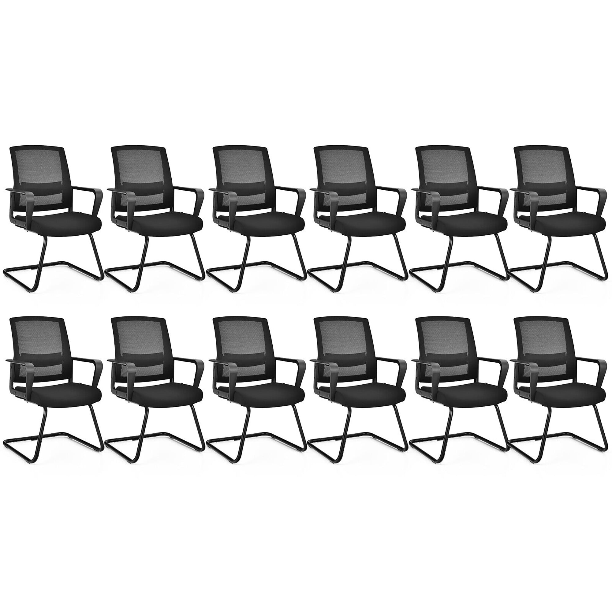 Gymax Set of 12 Ergonomic Mesh Back Office and Reception Chairs with ...